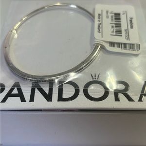 Pandora | Jewelry | Pandora Womens Sterling Silver Signature Id Pav Bangle Hinged 59233c1 | Poshmark